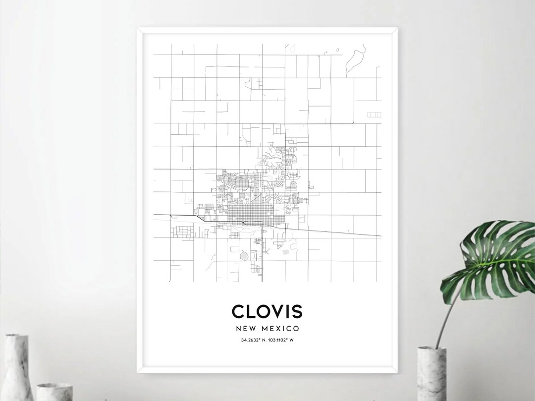 Clovis Map Print, Clovis Map Poster Wall Art, Nm City Map, New Mexico ...
