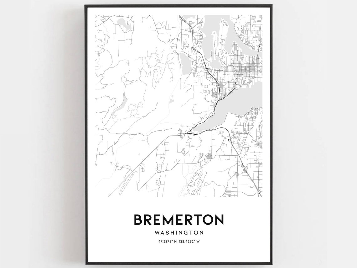 Bremerton Map Print Bremerton Map Poster Wall Art Wa City | Etsy