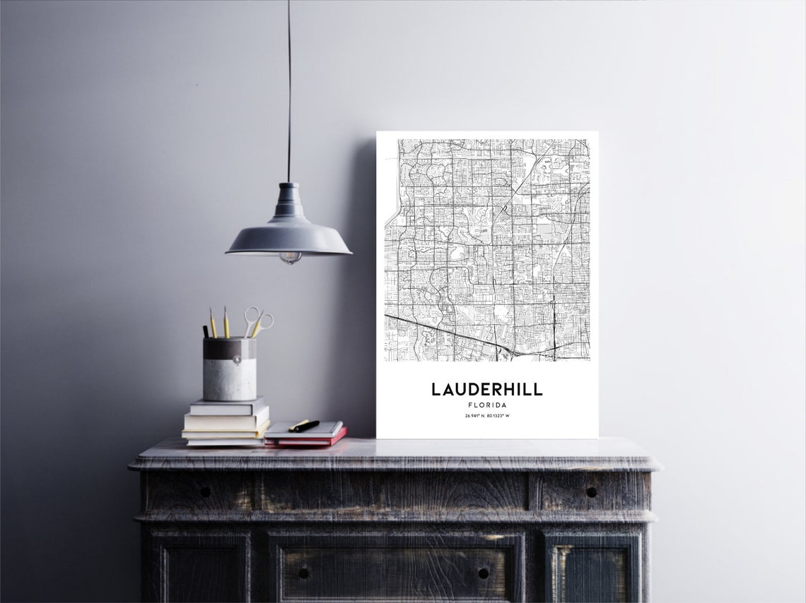 Lauderhill Map Print Lauderhill Map Poster Wall Art Fl City | Etsy