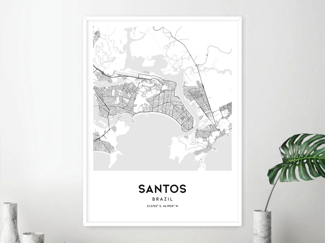 Santos Map Print, Santos Map Poster Wall Art, Santos City Map, Santos ...
