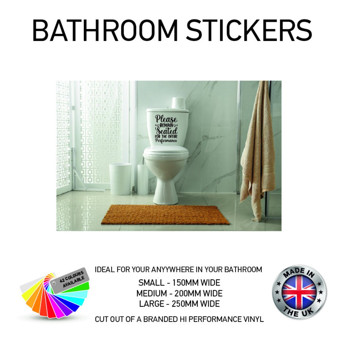VBS11 Please Remain Seated Funny Toilet Sticker Bathroom Quote 3 Sizes ...