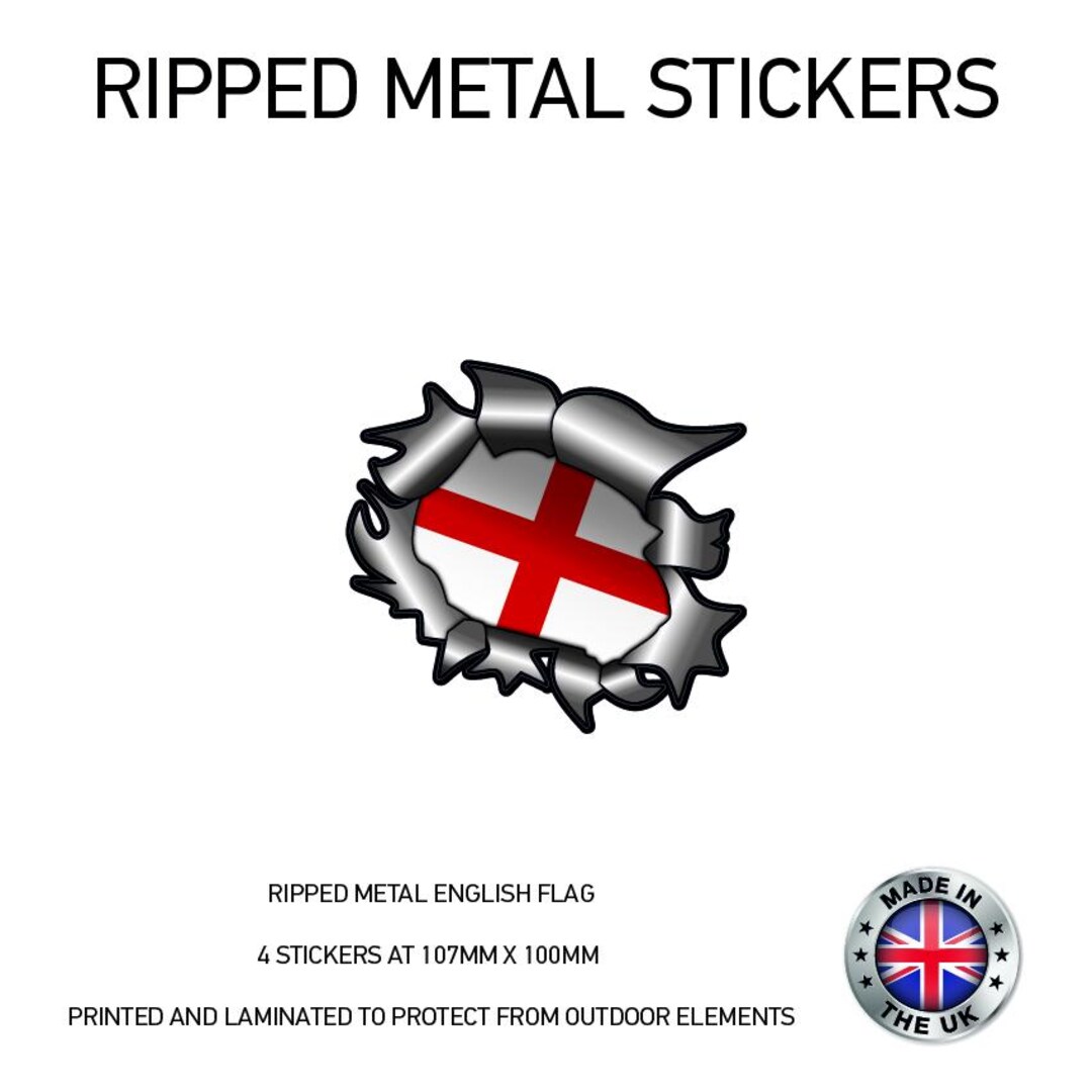 RMS01-05 Small Country Flag Ripped Metal Stickers 4 X 107mm X 110mm ...