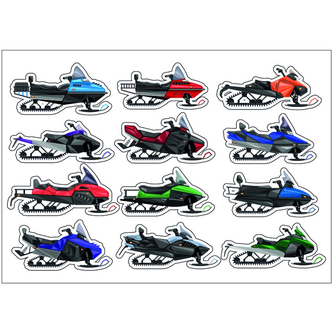 PS0272 Snowmobile Sticker Sheet Decal Ski Wall Self Adhesive Vinyl A4 ...