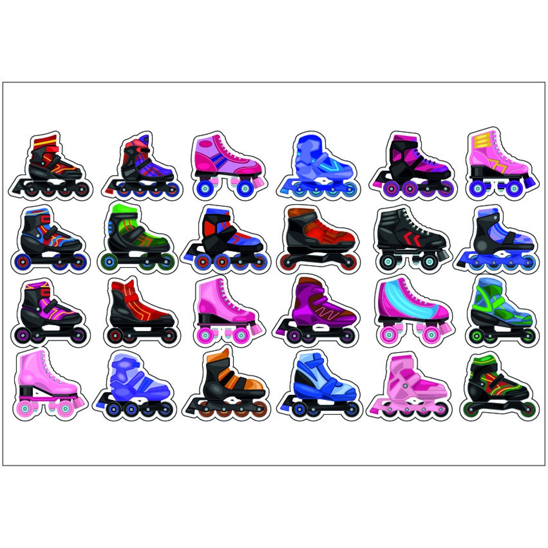 PS0191 Roller Blades Retro Sticker Sheet Decal Skate Wall Self Adhesive ...