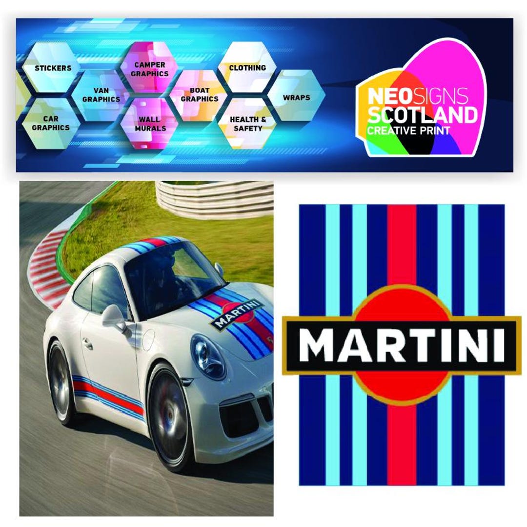 BKRBS01-05 Martini Racing Style Black Bonnet Stripe for Porsche Le Mans ...