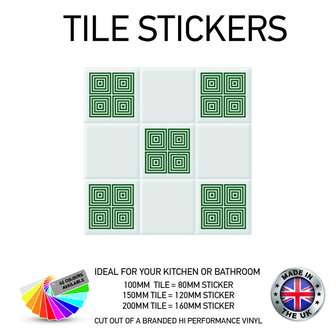 VTS39 Square Pattern Vinyl Wall Tile Sticker Kitchen Home Decor 3 Size ...