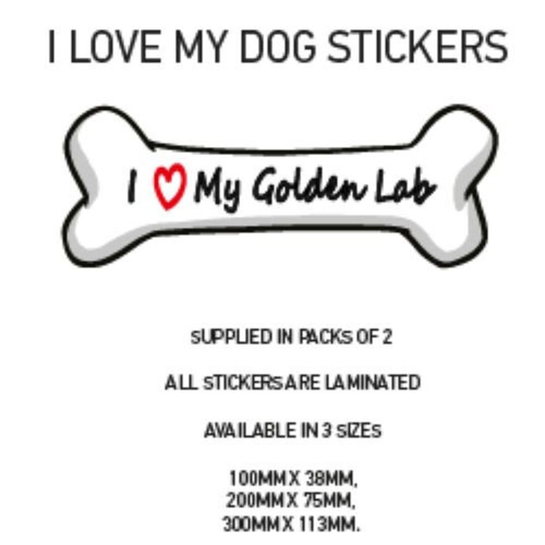 DBS41-50 Funny I Love My Dog Vinyl Sticker X2 Car Van Decal Pet Animal ...