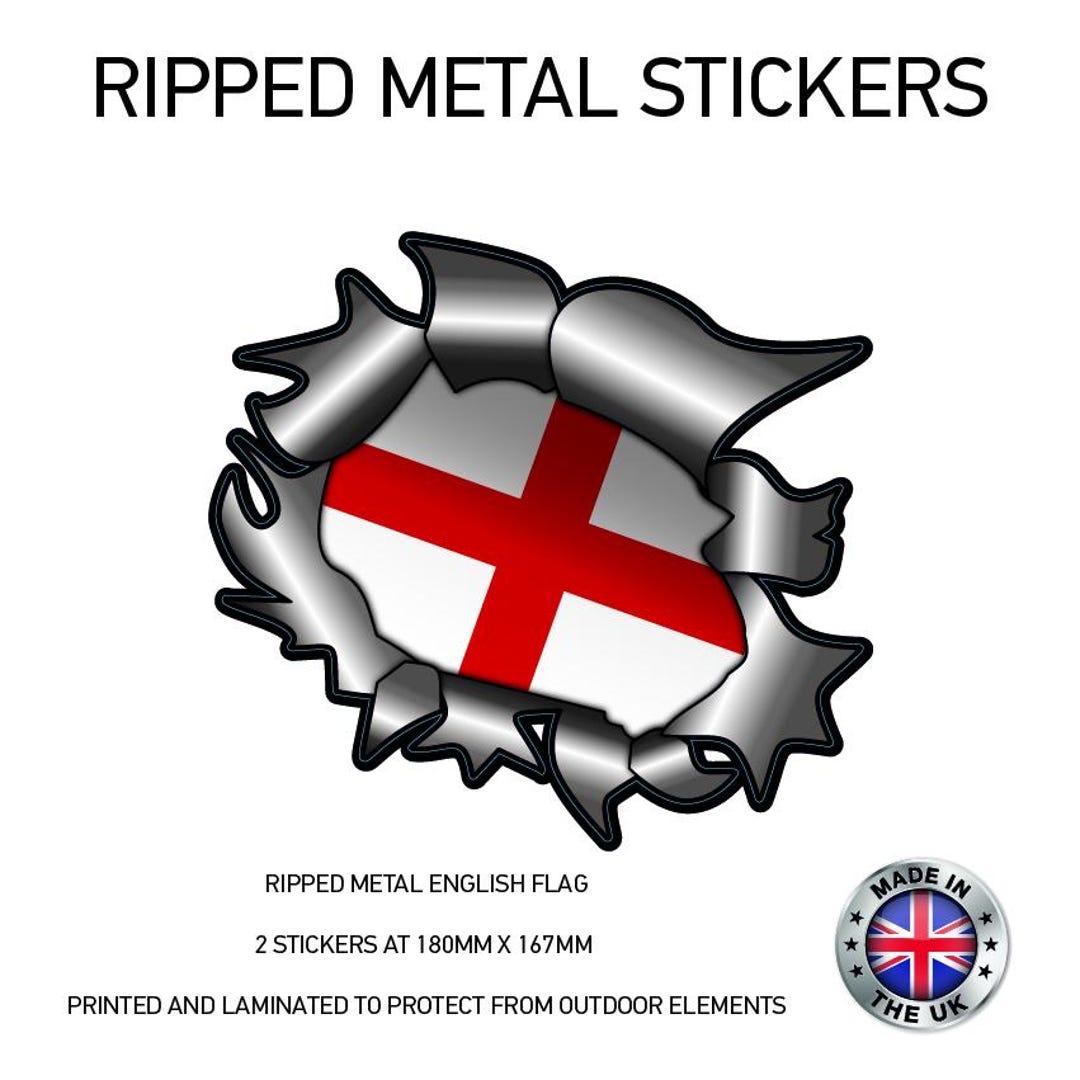 RML01-05 Large Country Flag Ripped Metal Stickers 2 X 180mm X 167mm ...