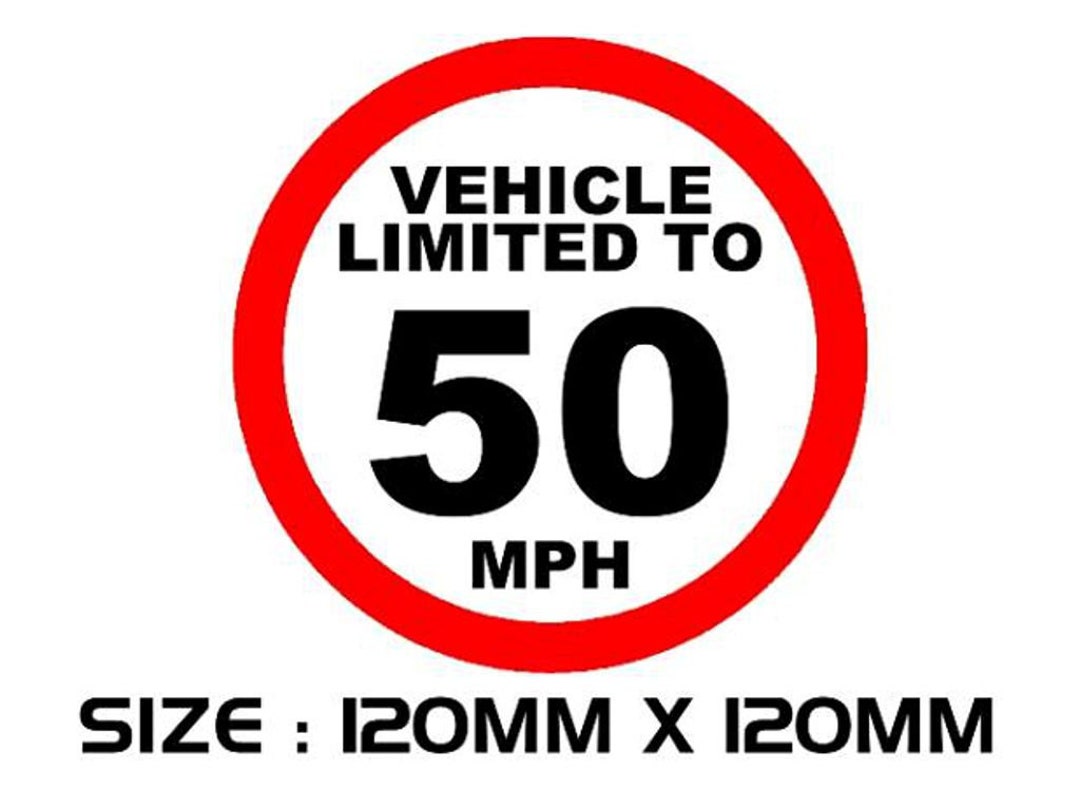 SPEED05 Vehicle Limited to 50MPH Sticker X2 Printed Vinyl - Etsy