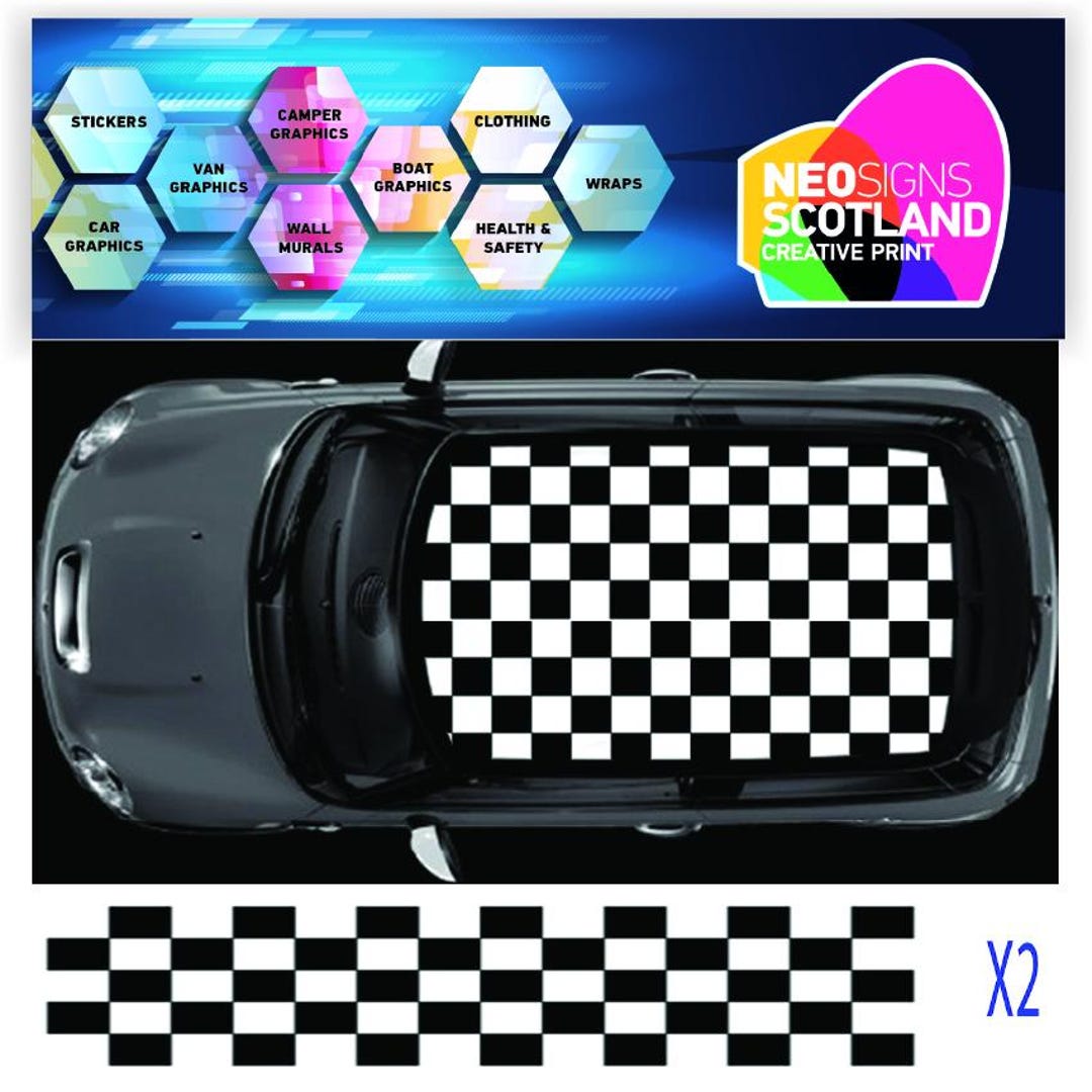 NEO00339 Mini Chequered Flag Roof Graphics Decals Stickers - Etsy