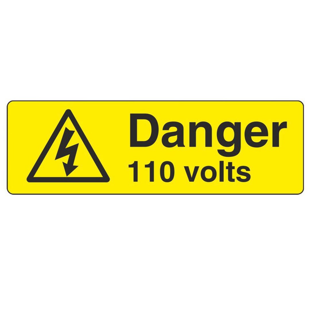 WARN086B-206B Danger 110V 100mm X 50mm Health and Safety Warning ...