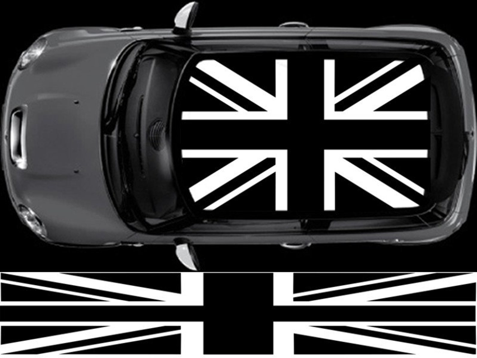 NEO00941A Black Union Jack Flag Roof for Mini Graphics Decals Stickers ...
