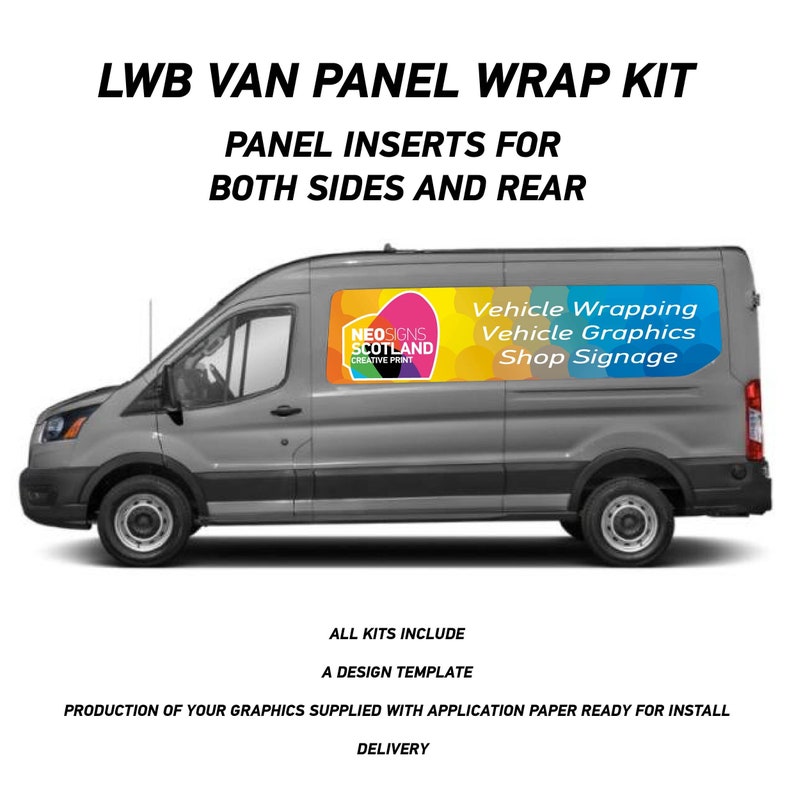 VAN14 Lwb Van Panel Wrap Kit Full Colour Sign Writing Vehicle Lettering ...