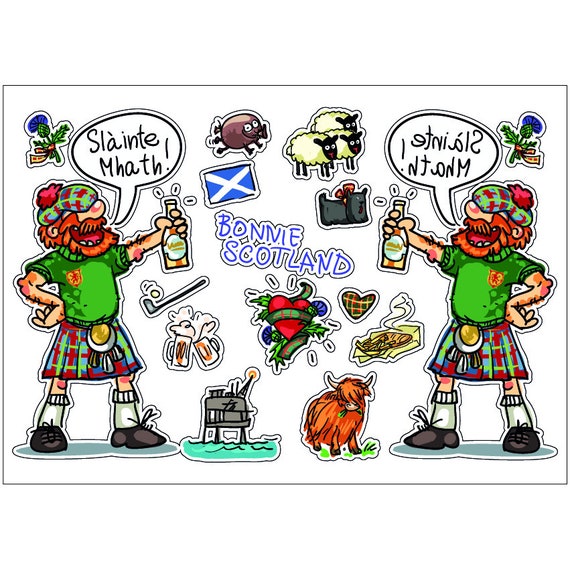 PS0127 Scottish Sticker Sheet Decal Scottish Wall Self - Etsy