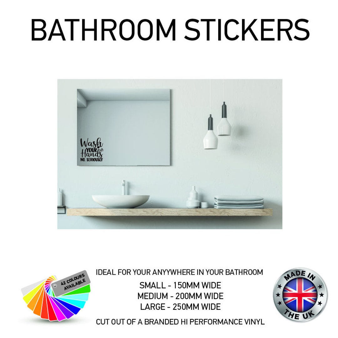 VBS36 Wash Your Hands Mirror Funny Sticker Bathroom Quotes 3 Sizes ...