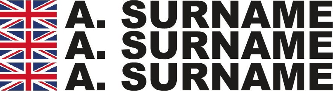 NEO01200 Driver Name Stickers X3 - Race Car Motorsport Track Day Union ...