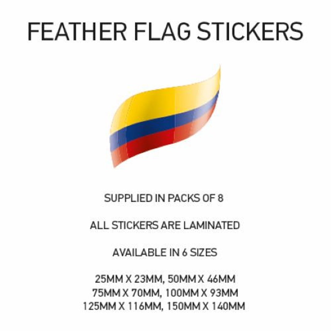 FF036 Glossy Vinyl Stickers COLUMBIA Feather Flag X8 Sticker Bike ...