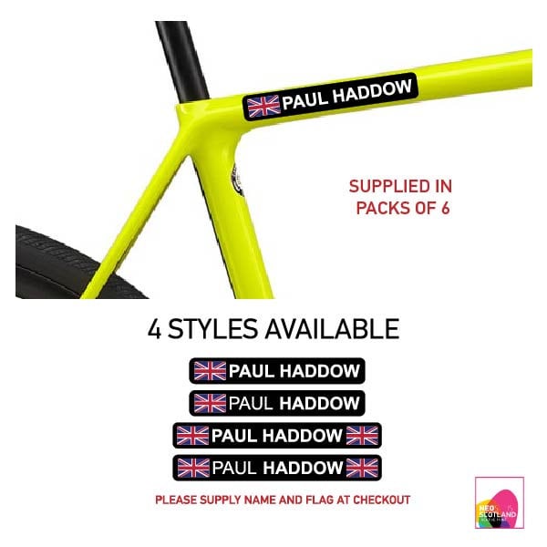 BIKE 6 X Personalised Bike Frame Name Stickers Cycle Cycling Frame ...
