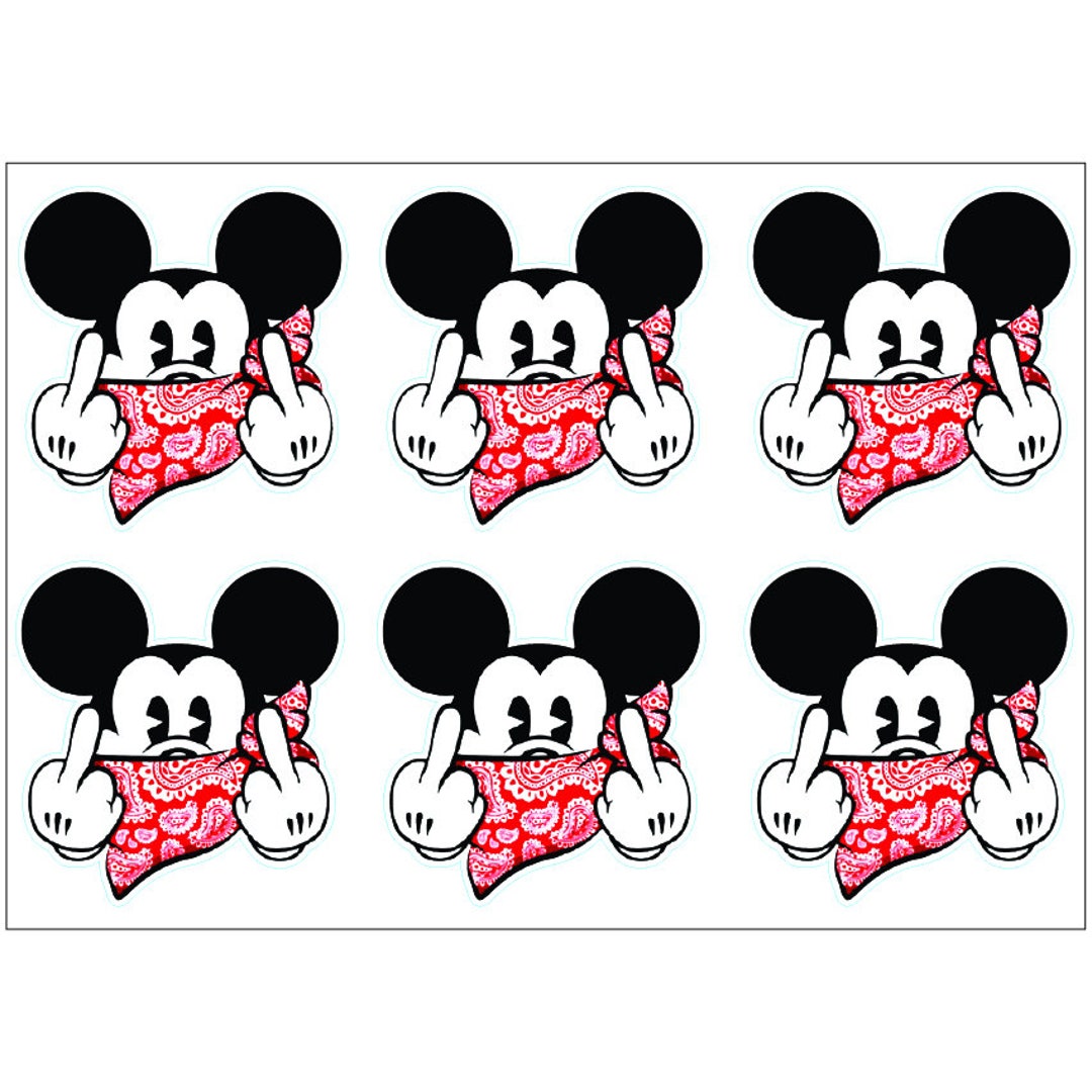 PS0483 Rude Mouse Finger Stickers Sheet Decals Adult Mouse Wall Self ...