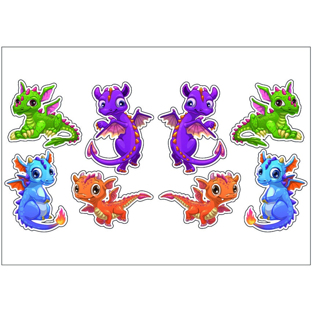 PS0140 Baby Dragons Sticker Sheet Decal Dragons Wall Self Adhesive ...