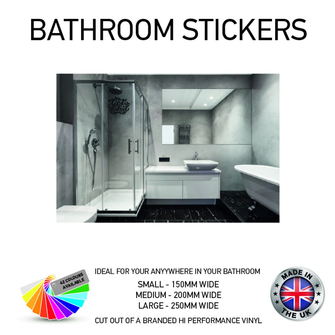 VBS64-70 Get Naked Funny Shower Sticker Bathroom Quotes 3 Sizes ...