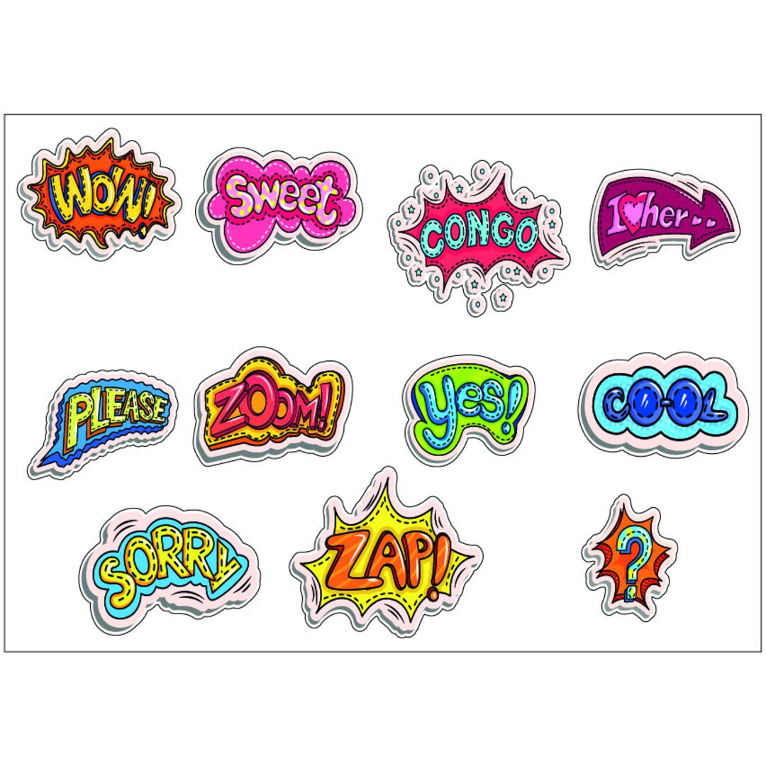 PS0433 Slang Words Modern2 Sticker Sheet Decal Slang Wall Self Adhesive ...