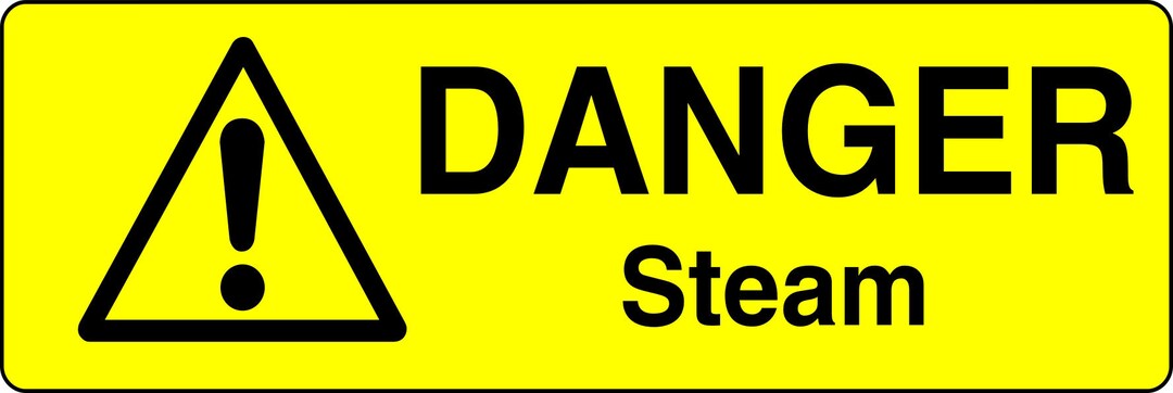 MARK015B Danger Steam 100MM X 50MM Health and Safety Warning Sticker ...