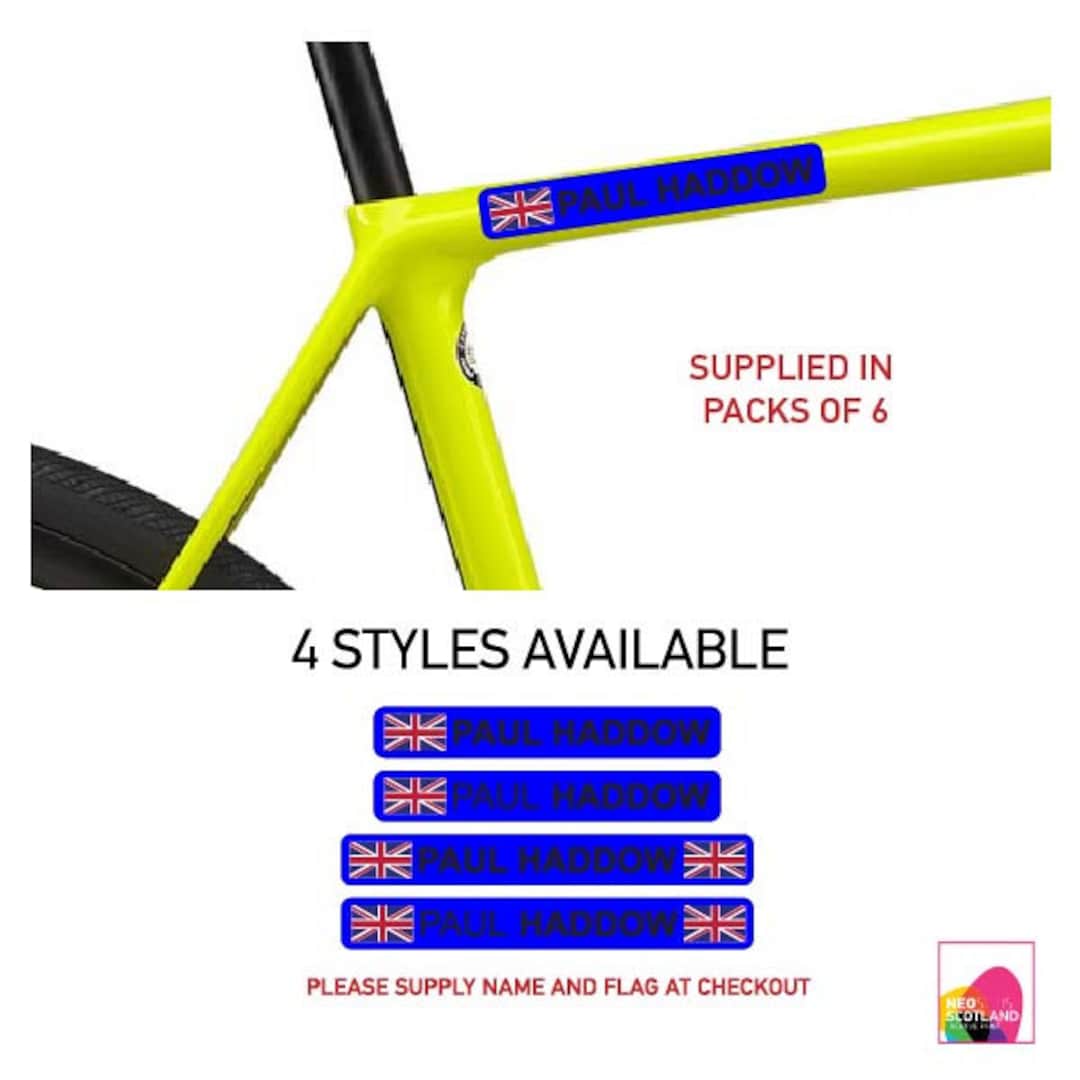 BIKE 6 X Personalised Bike Frame Name Stickers Cycle Cycling Frame ...