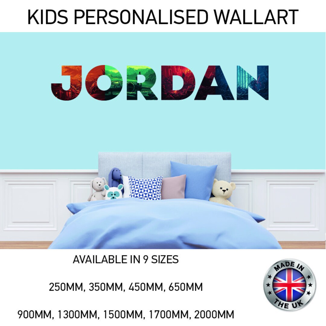BPW12 Kids Personalised Name Film Movie Wall Sticker Decal Vinyl Decor ...