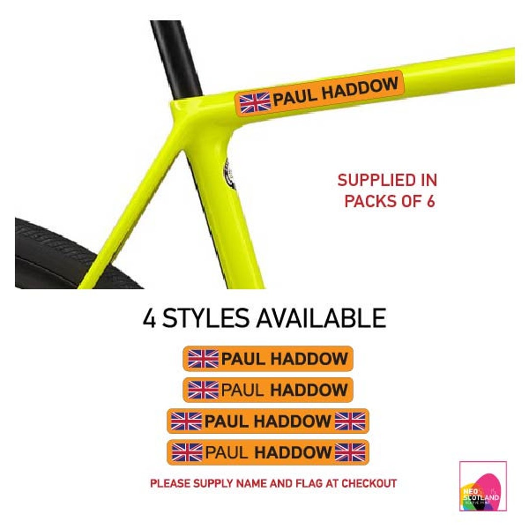 BIKE 6 X Personalised Bike Frame Name Stickers Cycle Cycling Frame ...