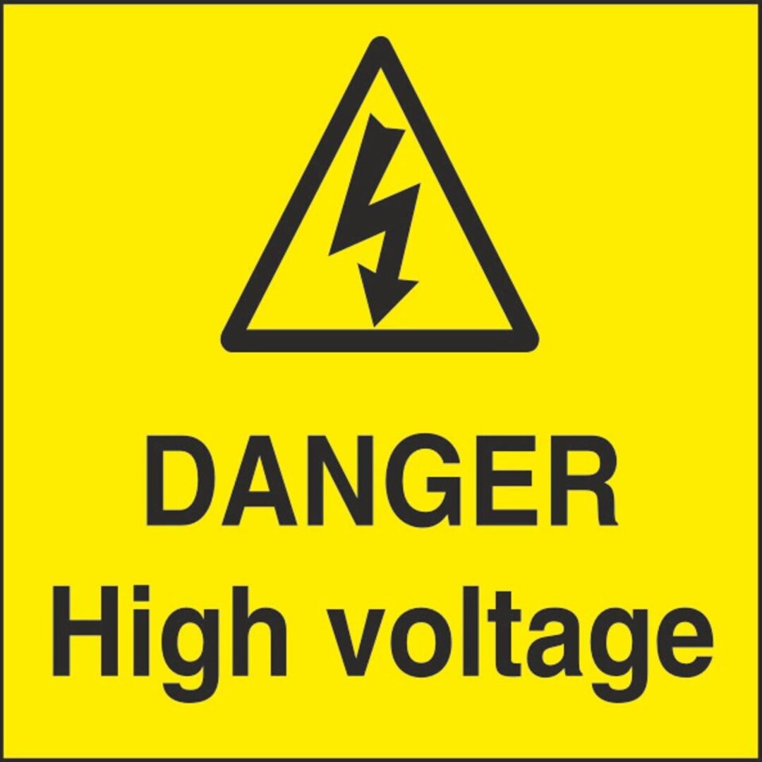 WARN162B-287B Danger High Voltage 50MMX50MM Health and Safety Warning ...