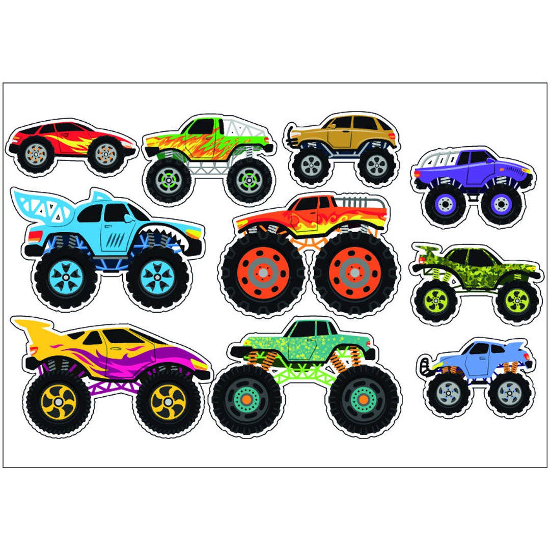 PS0147 Monster Trucks Stickers Sheet Decal Trucks Wall Self - Etsy