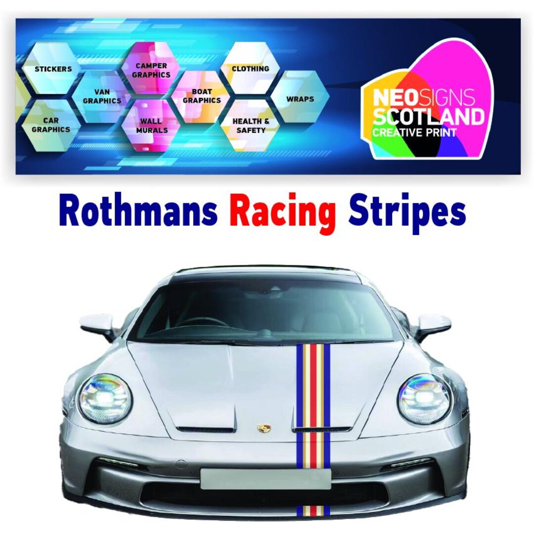 RO1.1 Rothmans Racing Bonnet Stripe 1.1m (1100mm) Long Laminated for ...