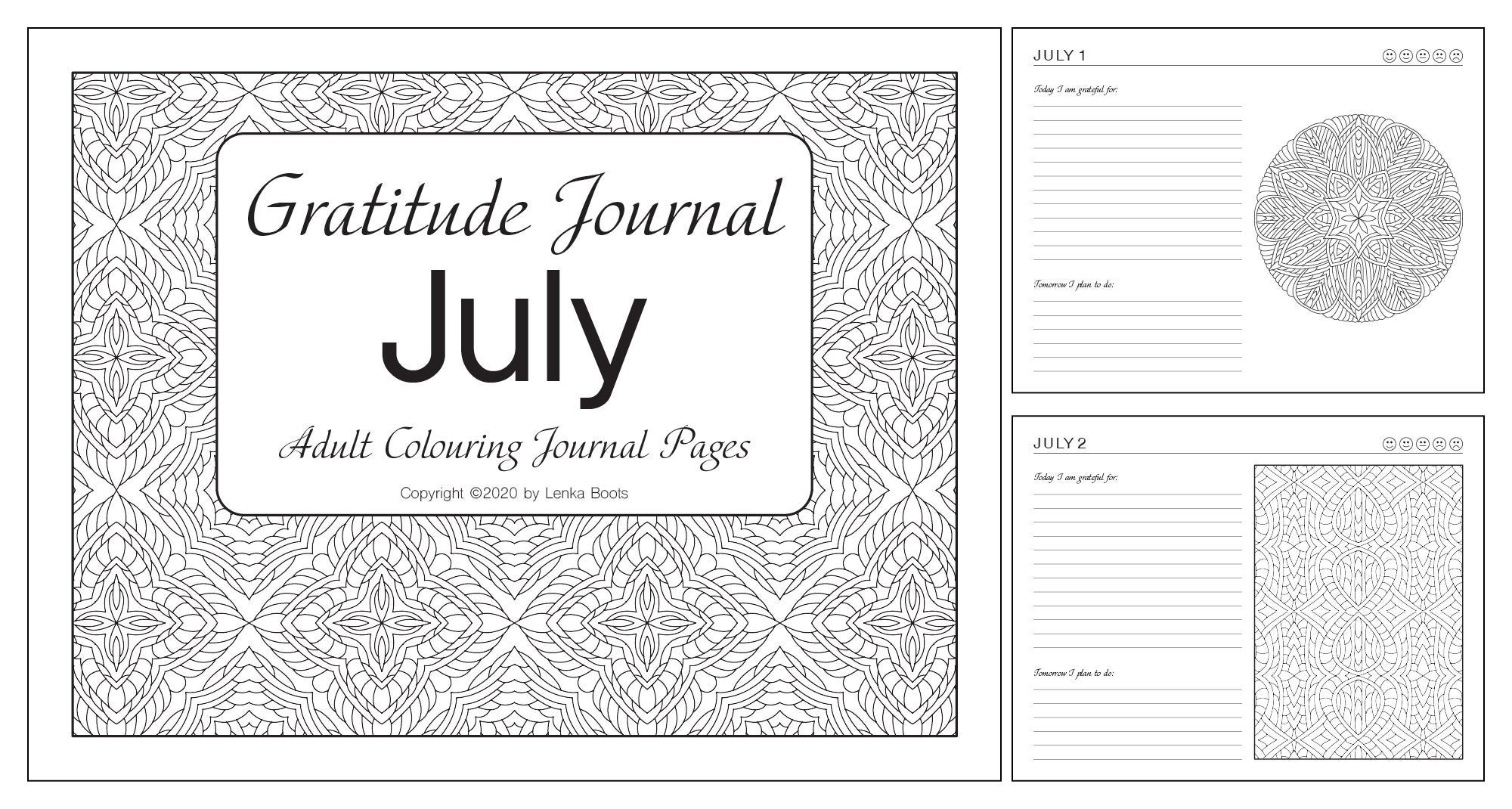 Pdf: Daily Colouring Gratitude Journal for July adult | Etsy