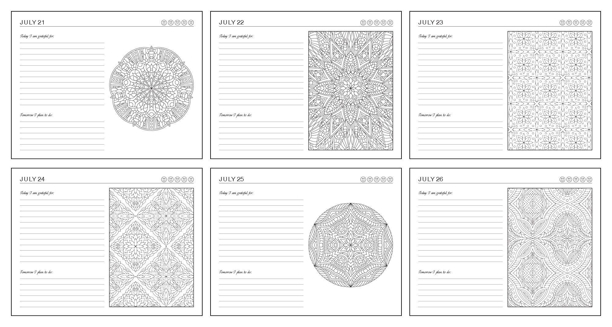 Pdf: Daily Colouring Gratitude Journal for July adult | Etsy