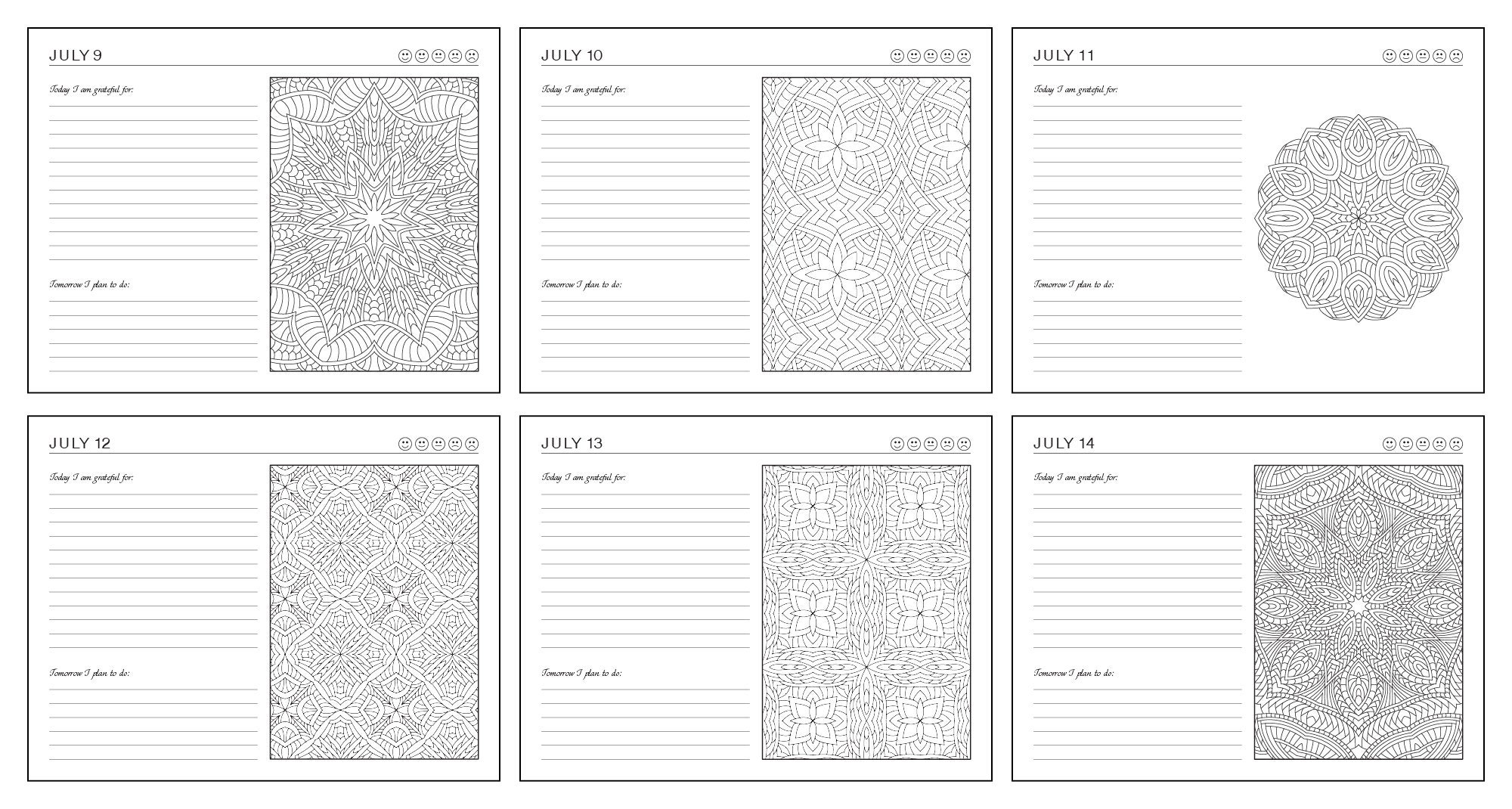 Pdf: Daily Colouring Gratitude Journal for July adult | Etsy