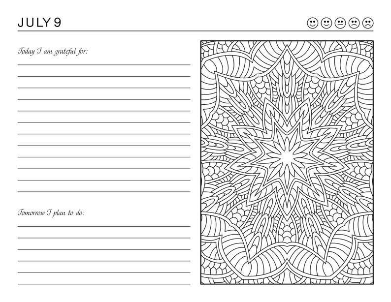Pdf: Daily Colouring Gratitude Journal for July adult | Etsy
