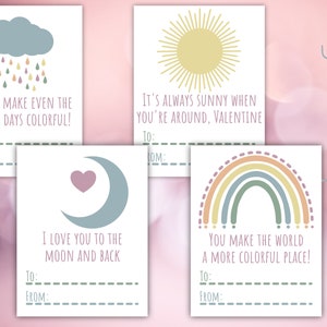 Printable Rainbow Valentine's Day Cards Boho Rainbow Valentine Cards ...
