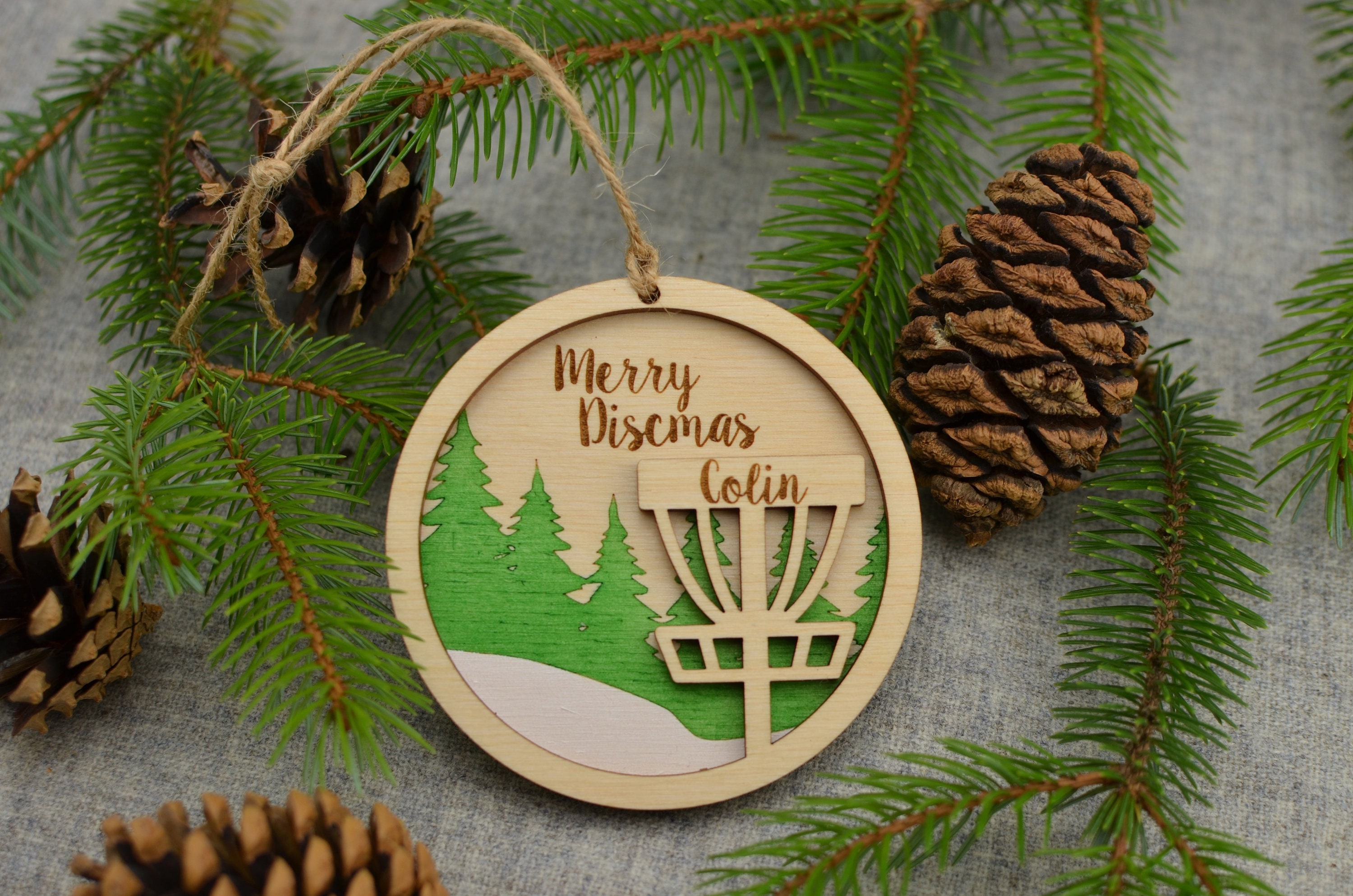 Personalized Disc Golf Ornament, Merry Discmas Christmas Tree Ornament ...