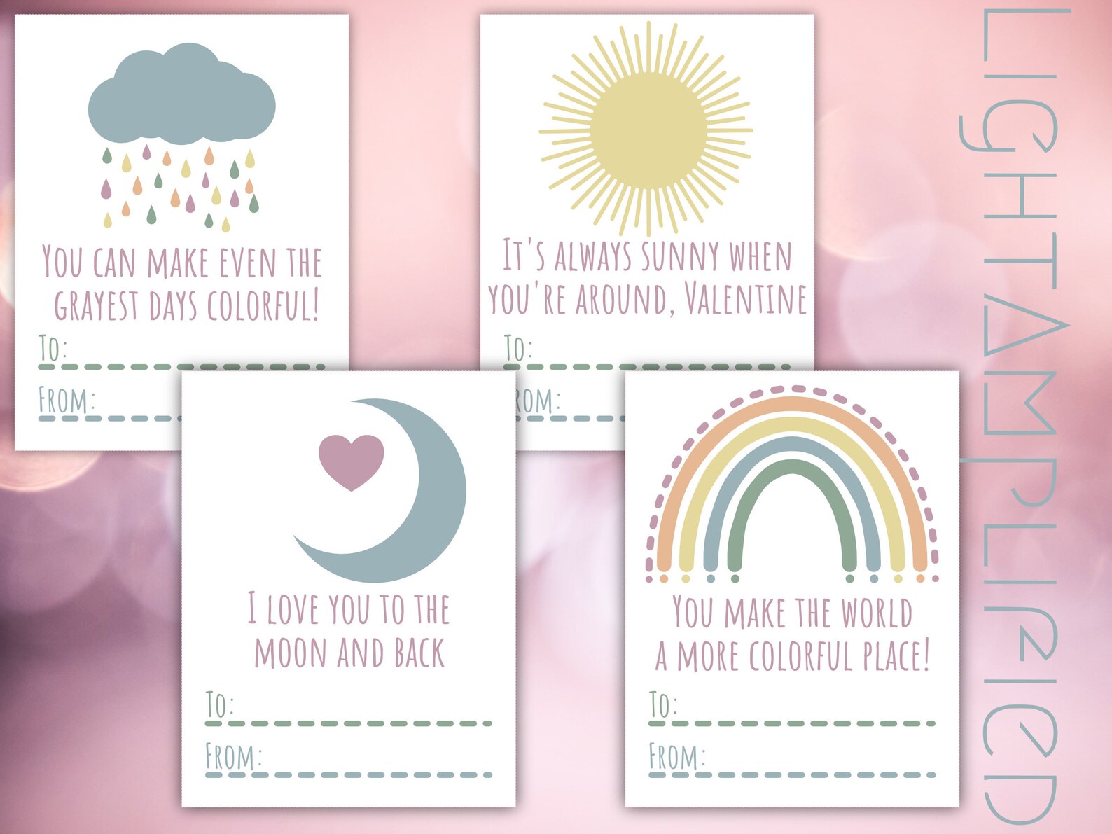 Printable Rainbow Valentine's Day Cards Boho Rainbow - Etsy