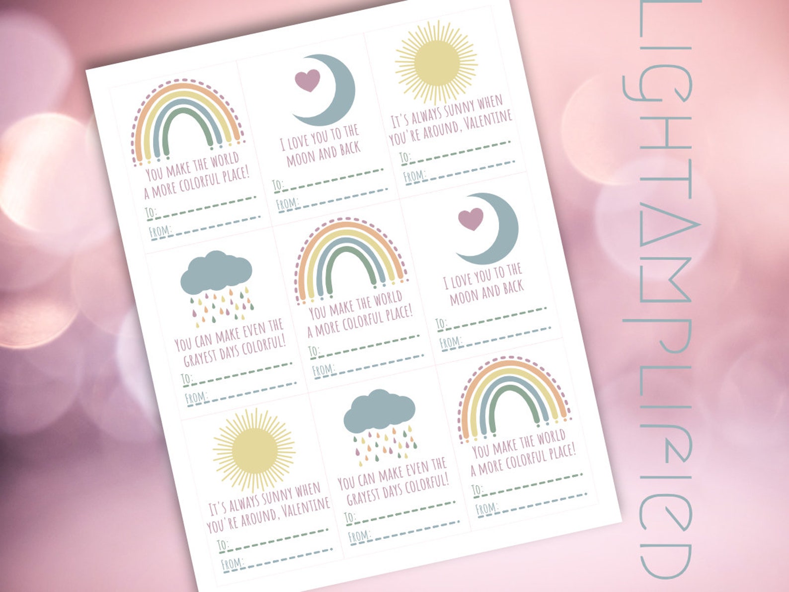 Printable Rainbow Valentine's Day Cards Boho Rainbow - Etsy