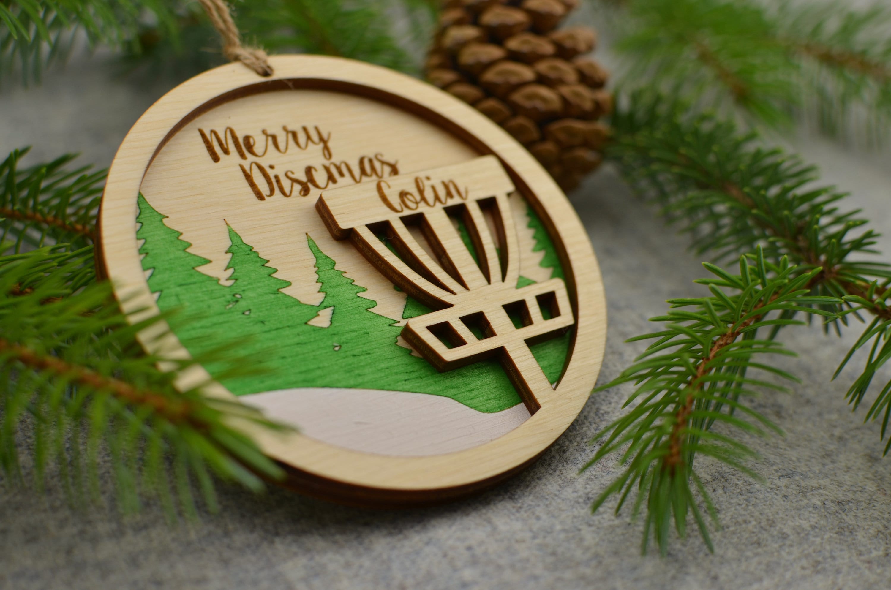 Personalized Disc Golf Ornament, Merry Discmas Christmas Tree Ornament ...