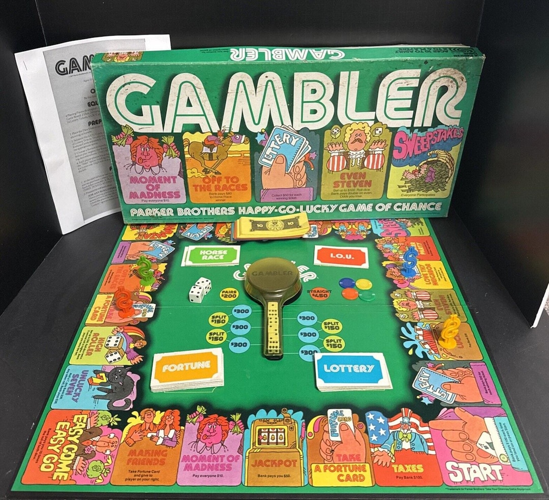 Gambler Board Game Parker Bros Happy Go Lucky Chance 100% Complete 1977 ...