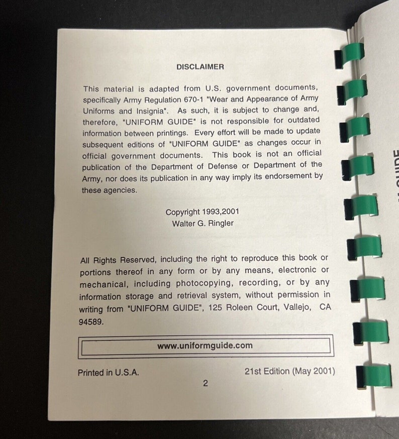 US Army Officer Enlisted Uniform Guide Look Sharp Guide Ruler Pocket ...