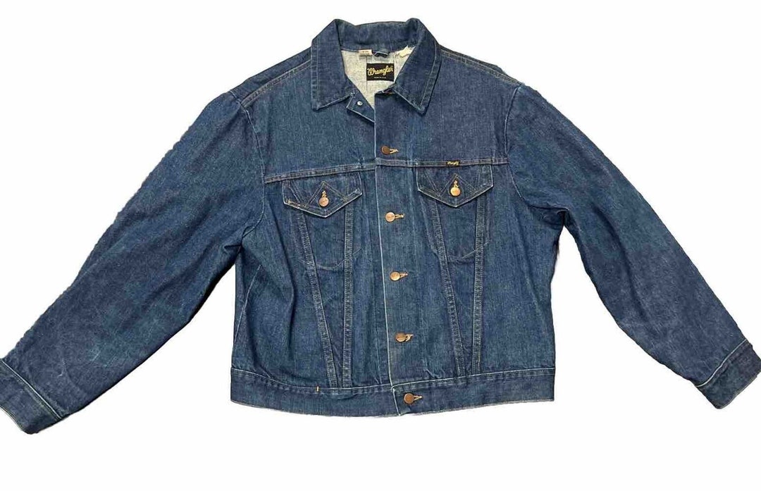 Preowned Wrangler Jean Denim Button Standard Trucker Blue Jacket Coat ...