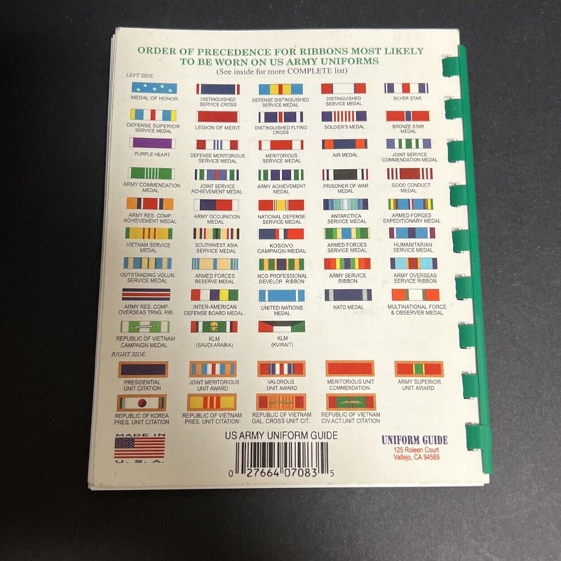 US Army Officer Enlisted Uniform Guide Look Sharp Guide Ruler Pocket ...