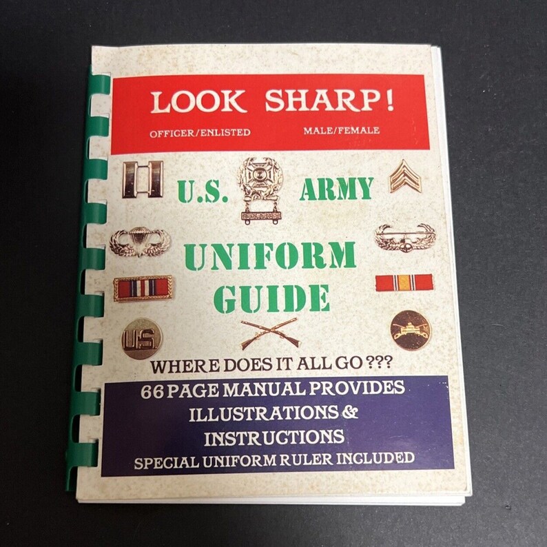 US Army Officer Enlisted Uniform Guide Look Sharp Guide Ruler Pocket ...