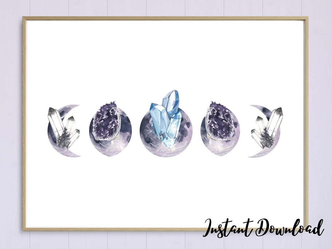 Crystal Moon Phase Art Print, Instant Download Print at Home Art in ...