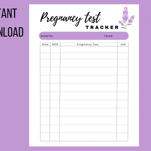 Pregnancy Test Tracker, Pregnancy Test Progression Planner, Pregnancy ...