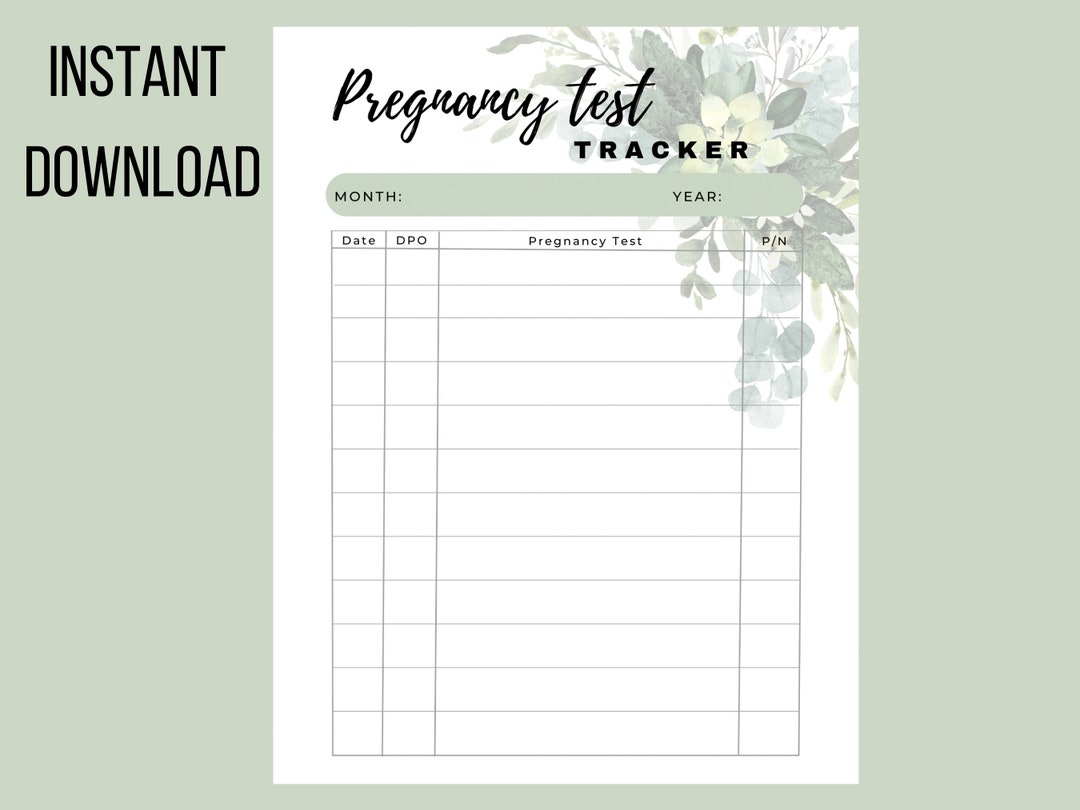 Pregnancy Test Tracker, Pregnancy Test Progression, Instant Download ...